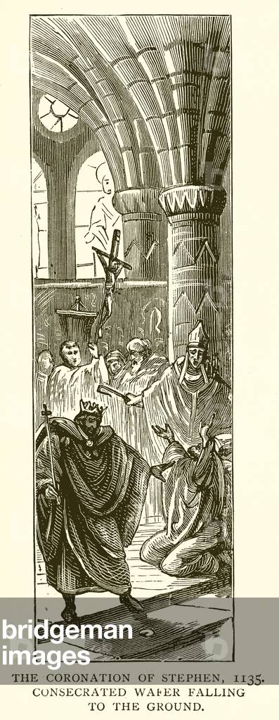 Image of The Coronation of Stephen, 1135. Consecrated Wafer falling to ...