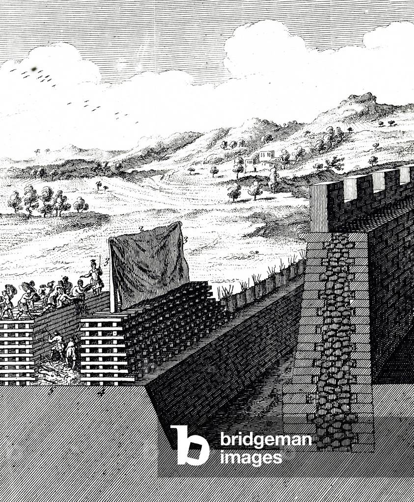 Image of The construction of an ancient Roman siege platform