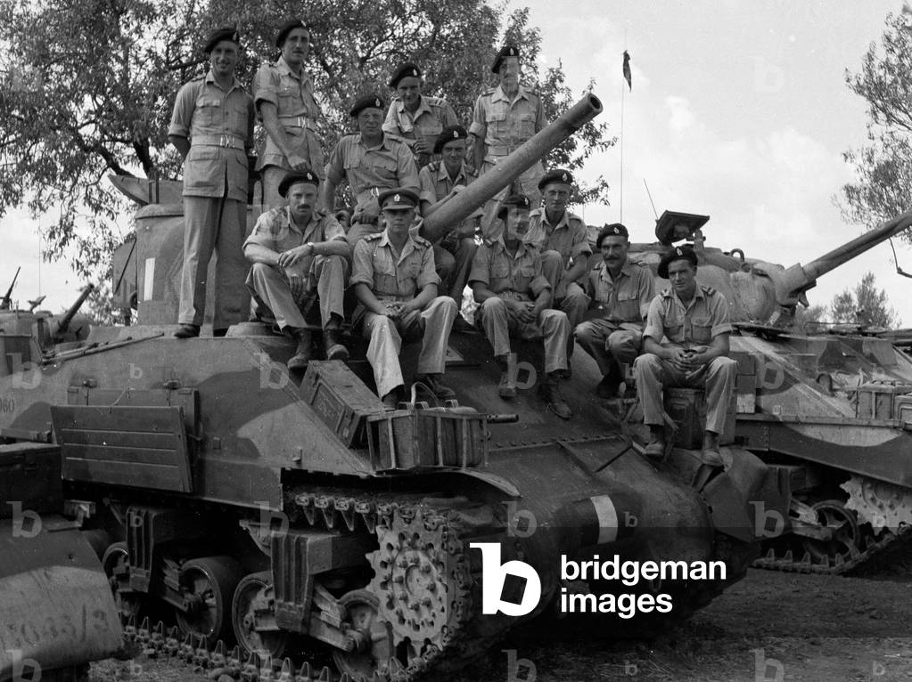Image of Headquarters tanks and crews at an inspection by Brigadier John