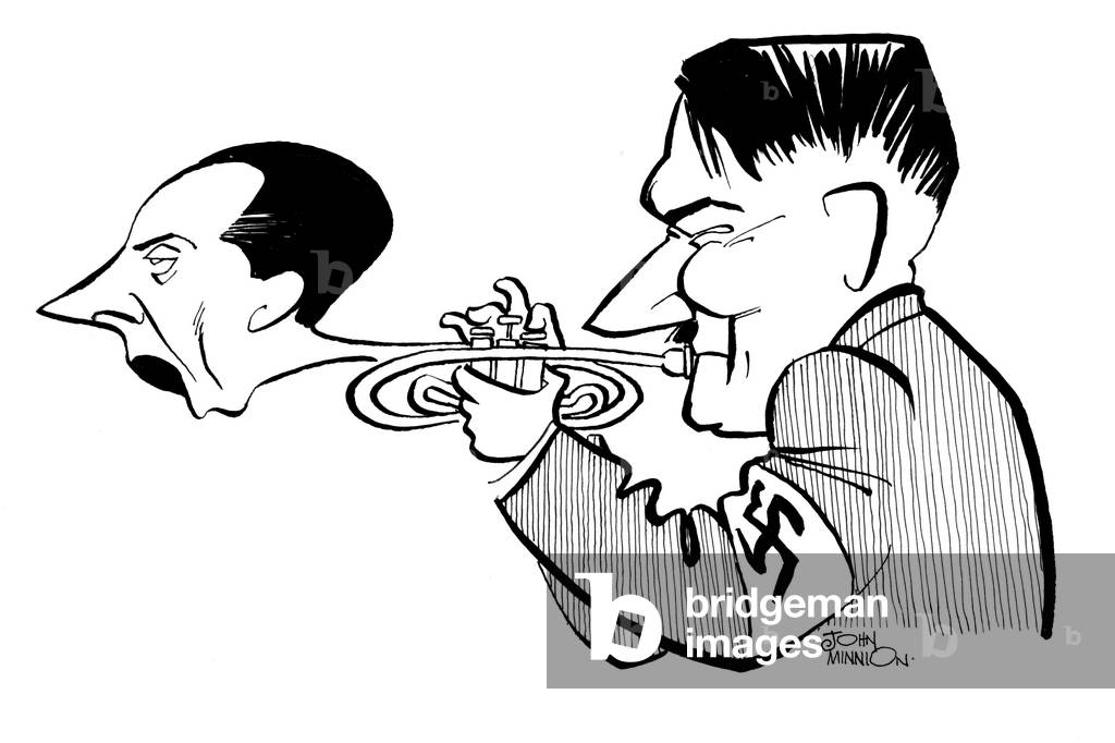 Image of Hitler with a Trumpet in the shape of Goebbels (drawing) by ...