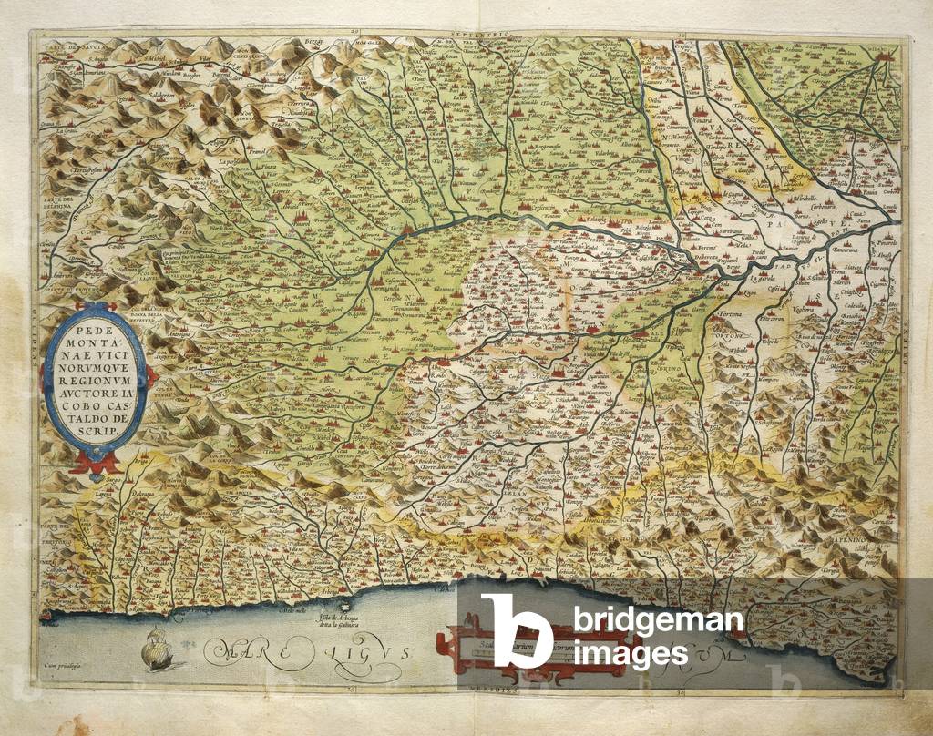 Image of Map of the Region of Piedmont, Italy, from Theatrum Orbis by ...