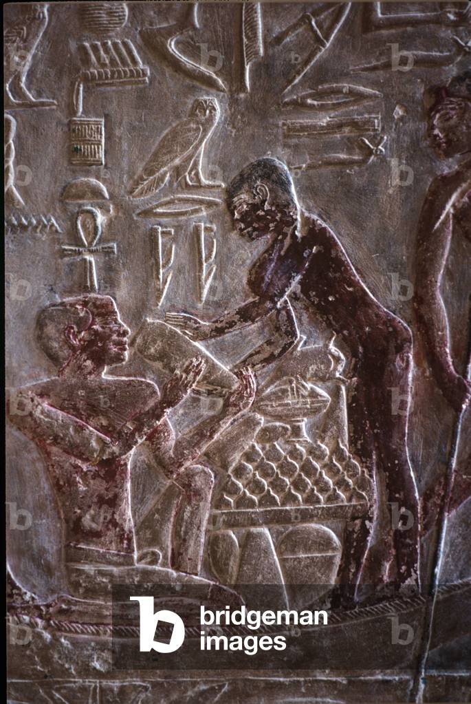 Image of Ancient Egypt, Ptah-Hotep tomb, Carving, An overseer, seated ...