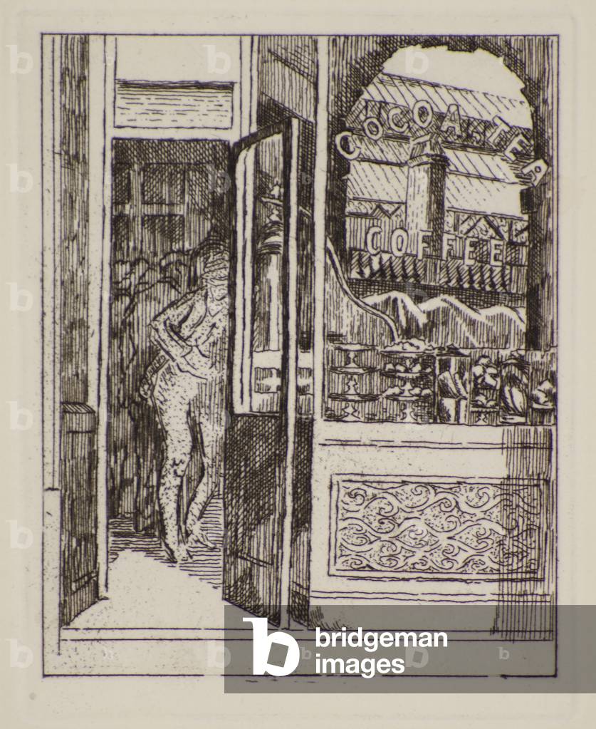 Image of Coffee Bar, 20th century (etching) by Lessore, Therese (1884-1945)