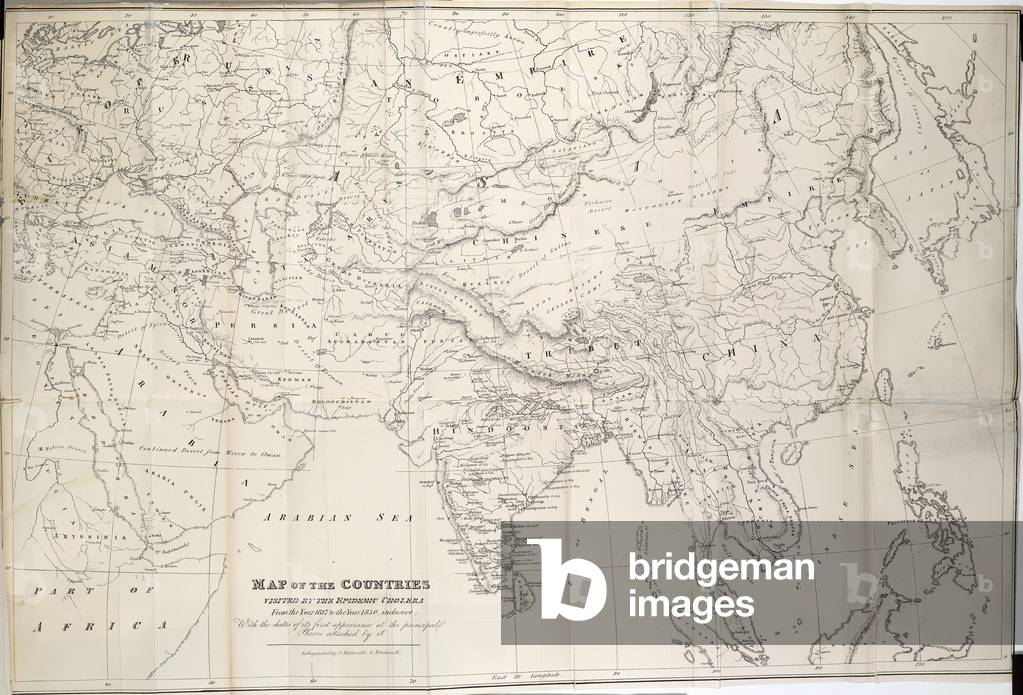 Image of Cholera map. Map of the countries visited by the epidemic