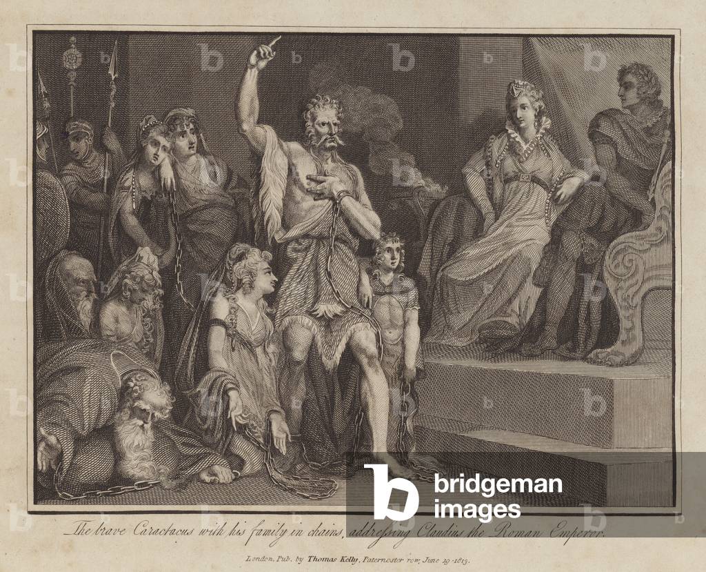 Image of The brave Caractacus with his family in chains, addressing ...