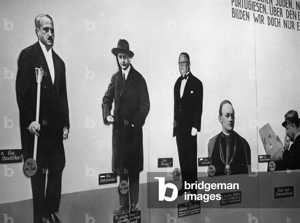 Image of A wall at the exhibition "The Eternal Jew", 1938 (b/w