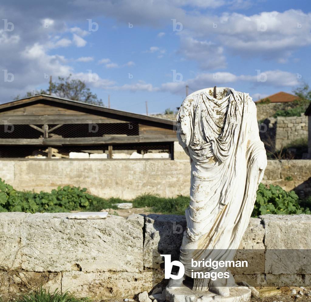 Image of Headless statue, ancient city of Corinth archaeological site ...