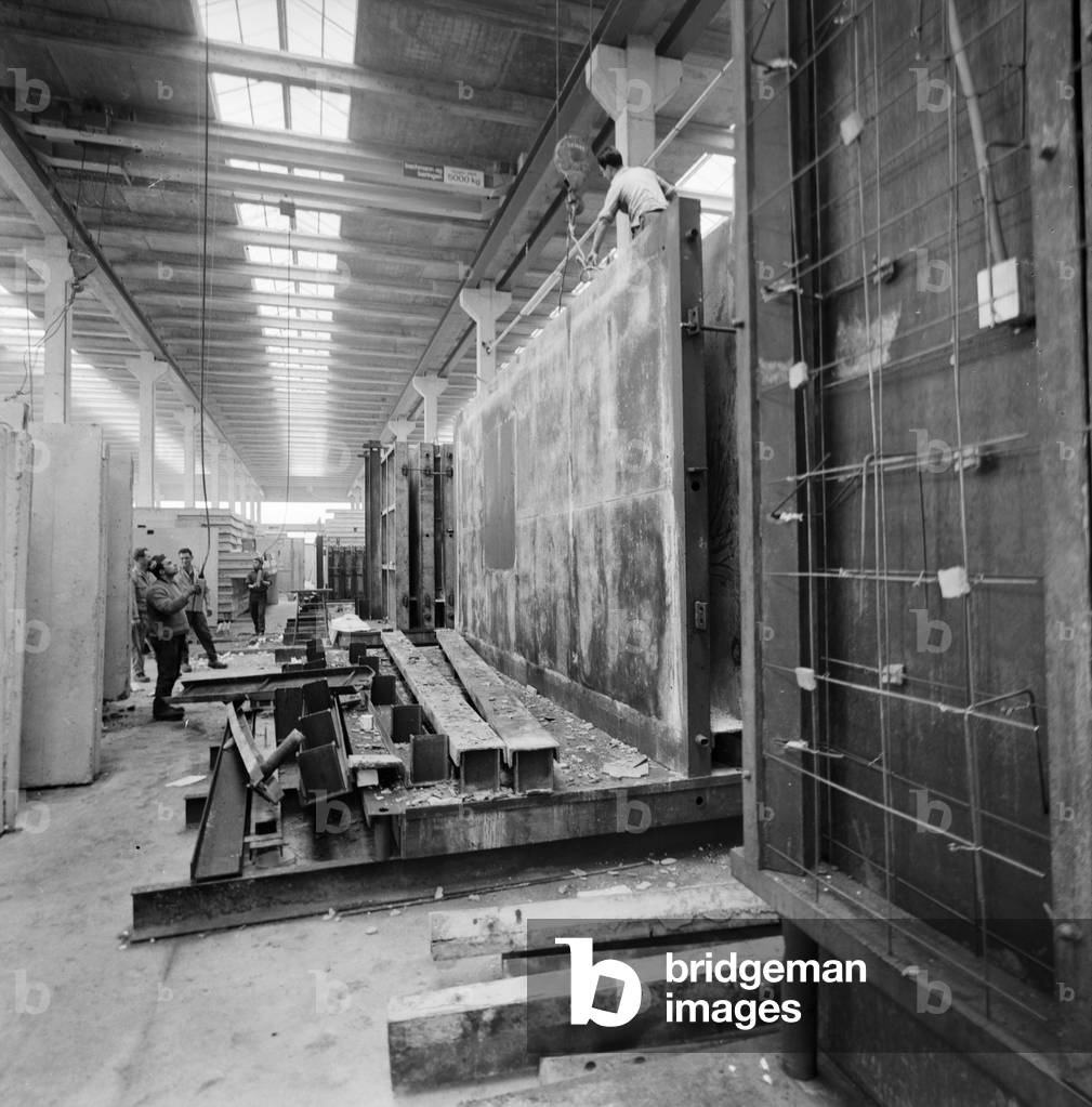 Image of Switzerland Prefabricated House Manufacturing, 1965 (b/w photo)