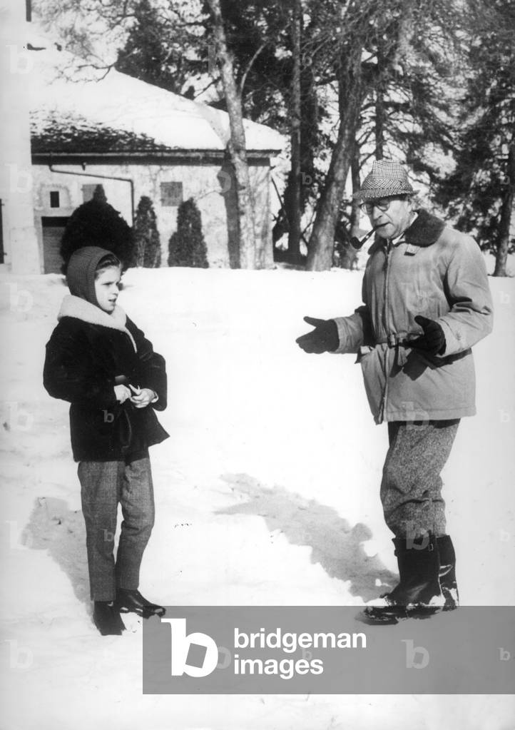 Image of Writer Georges Simenon and his Daughter Marie Georges in The
