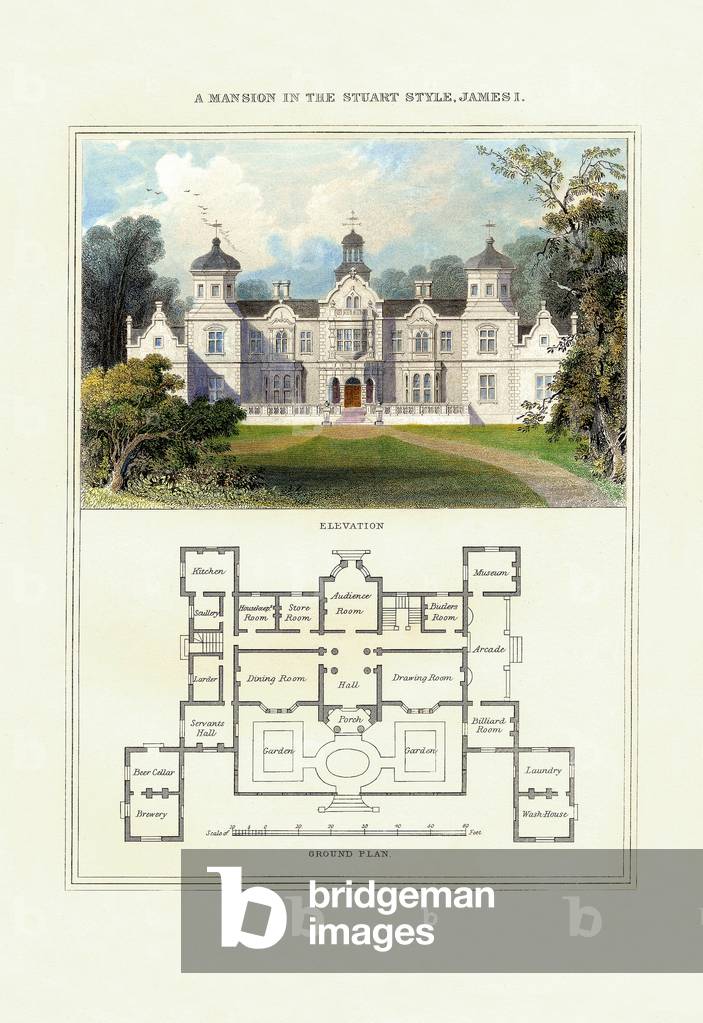 Image of Domestic architecture : Mansion in the Stuart Style, James I,