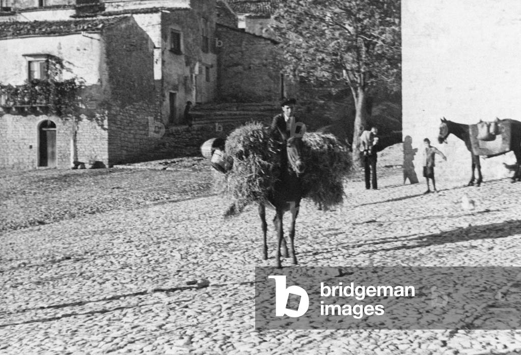 Image of A man riding a donkey in Contessa Entellina, Contessa Entellina,