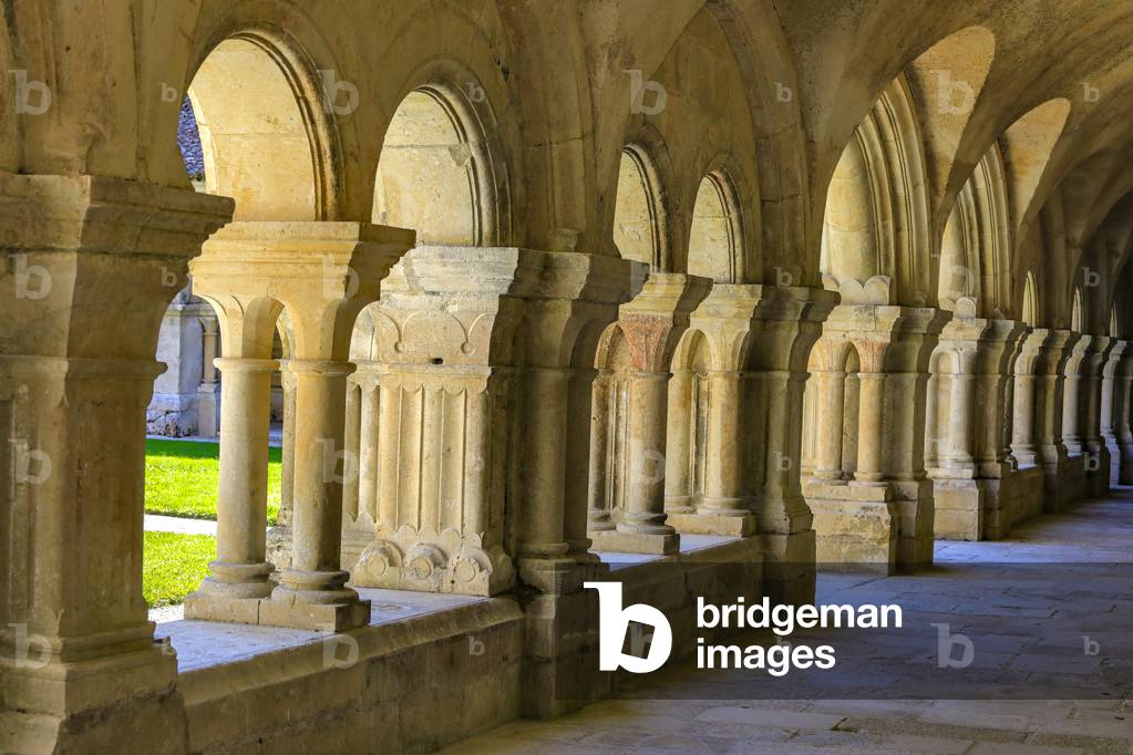 Image of Abbey of Fontenay. The cloister, interior (photography) by ...