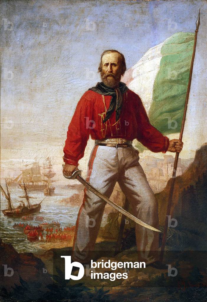 Image of Giuseppe Garibaldi durante lo sbarco dei Mille, 1861 (olio su ...