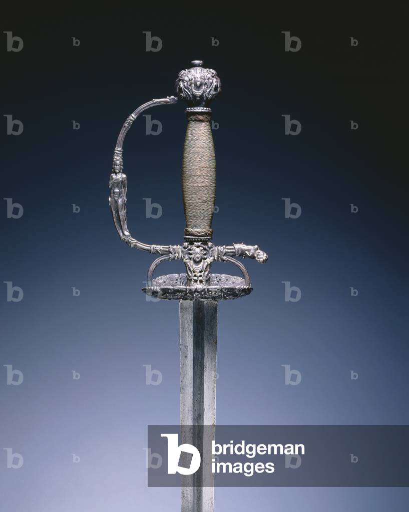 Image of Small sword with masks and figures, c.1660-80 (steel with ...