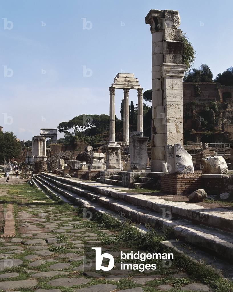 Image of Italy, Latium region, Rome, Imperial Fora, three Corinthian ...