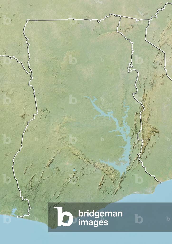 Image of Ghana, Relief Map With Border