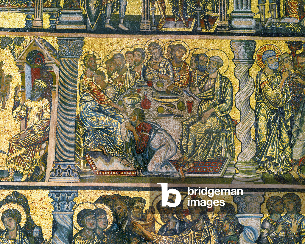Image of The Last Supper and washing of feet (mosaic) by Italian school ...