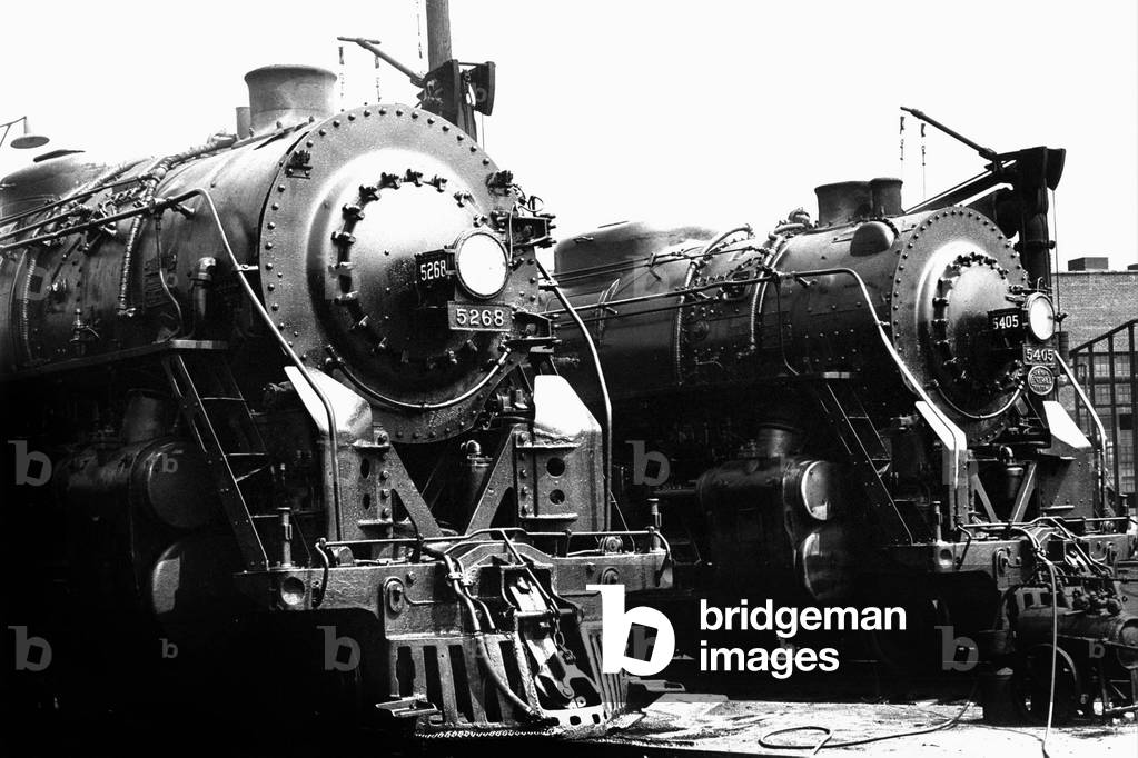 American Steam Engine C. 1948 (b/w photo) by