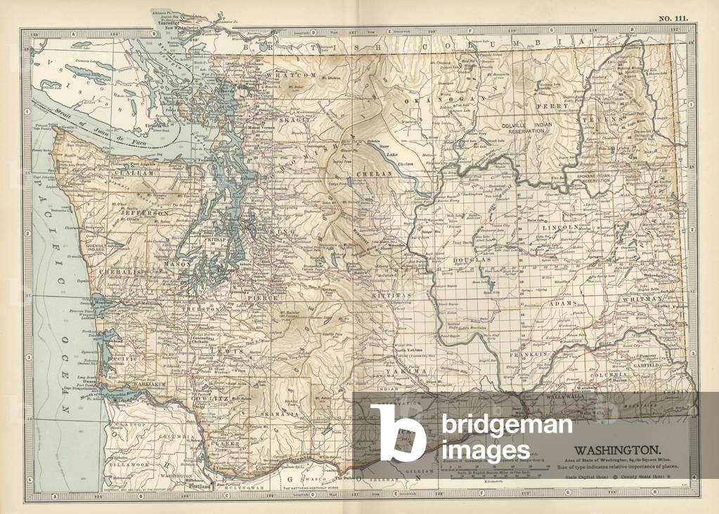 Image of Map of Washington State, c.1900 (engraving)