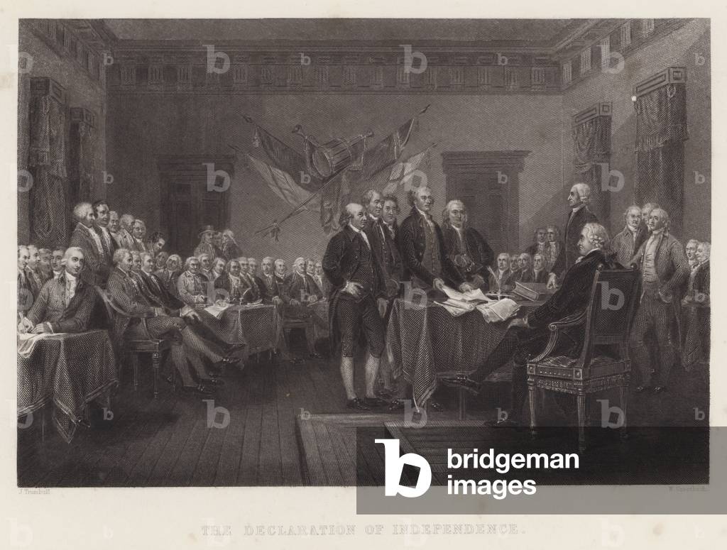 Image of The Declaration of Independence (engraving) by Trumbull, John ...