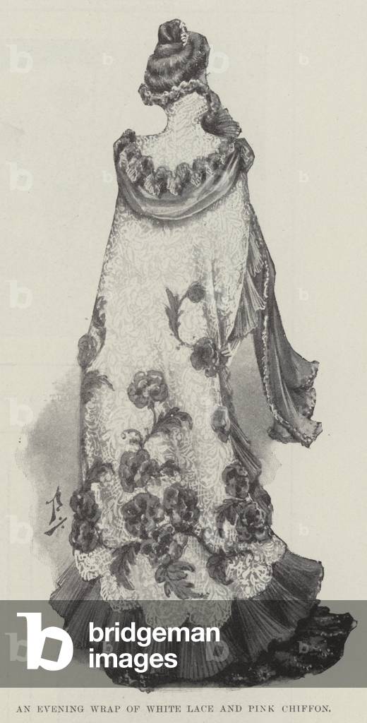 Image of An Evening Wrap of White Lace and Pink Chiffon (litho) by ...