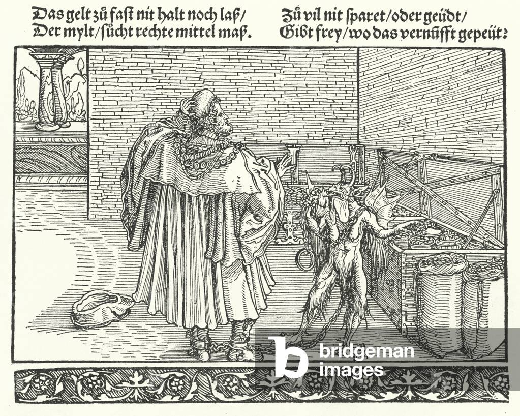 Image of The Demon of Avarice (engraving) by Burgkmair, Hans (c.1473 ...