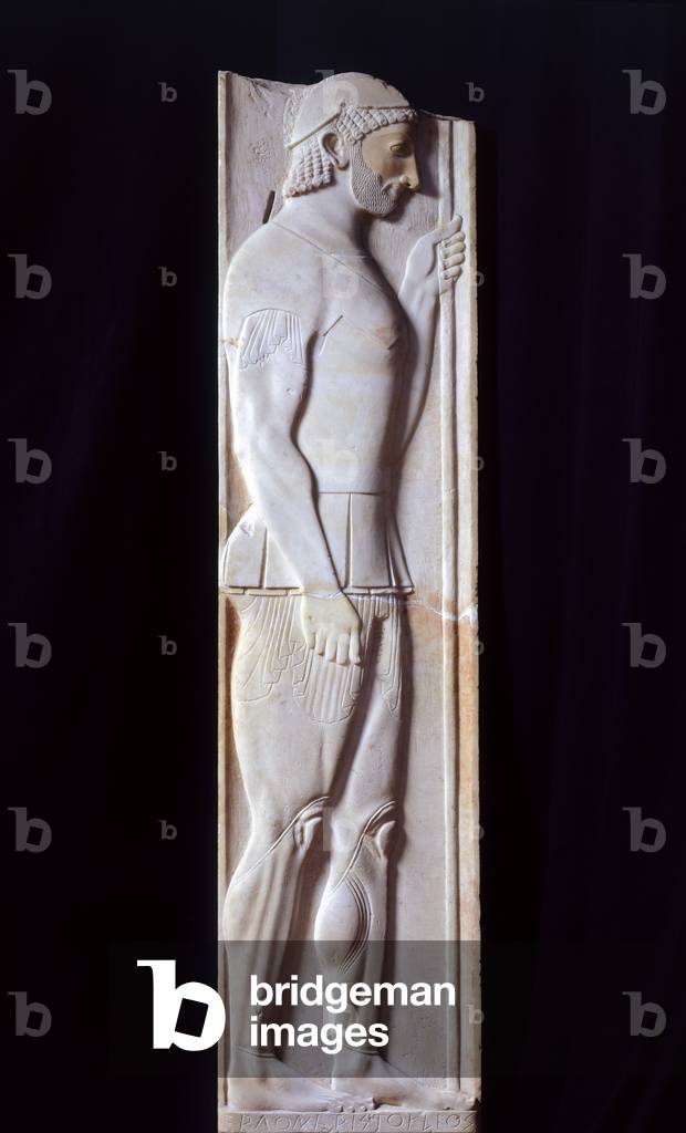 Image of Funerary stele of hoplite Ariston, ca 520-510 BC, by ...