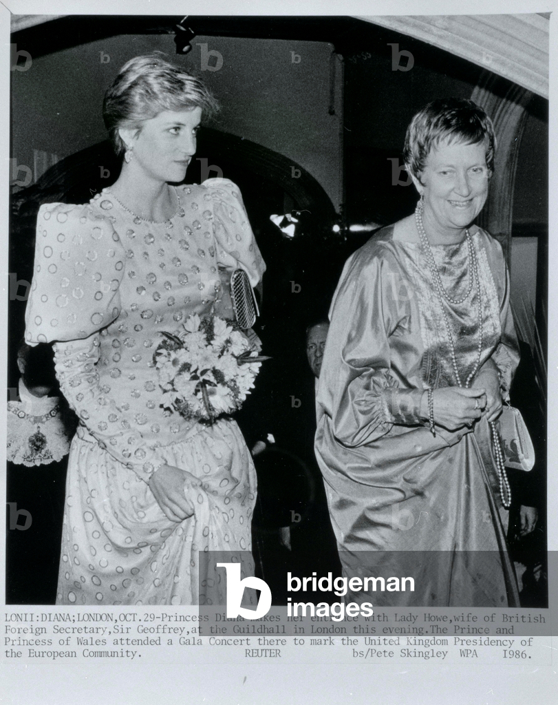 Image of Princess Diana makes her entrance with Lady Howe, wife of