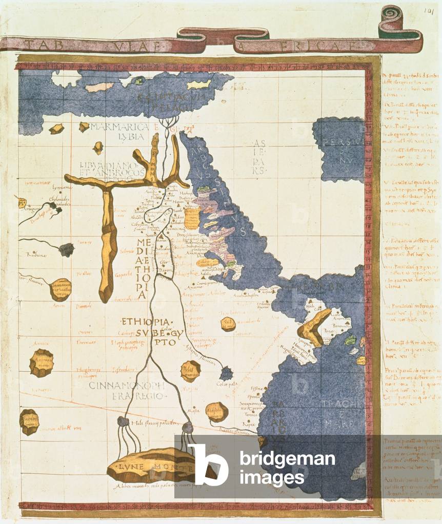 Image of Map showing Egypt to Ethiopia, from the Ptolemy manuscript, c ...